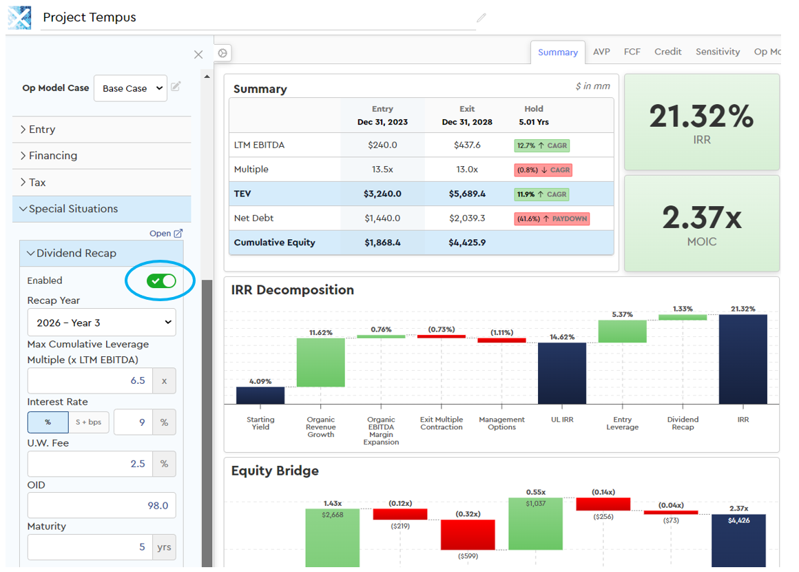 How can I add a Dividend Recap to my LBO? – Mosaic