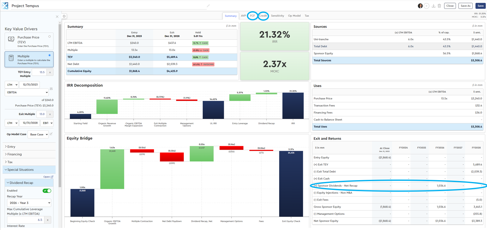 How can I add a Dividend Recap to my LBO? – Mosaic
